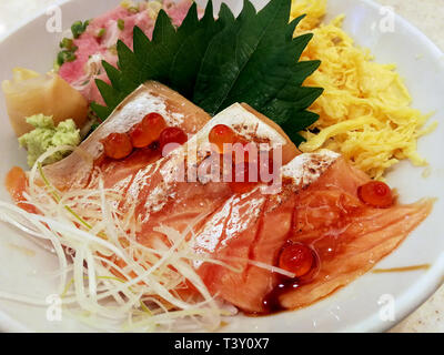 Grilled salmon with rice, japanese food Stock Photo - Alamy