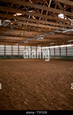 Empty indoor horse riding ring Stock Photo - Alamy
