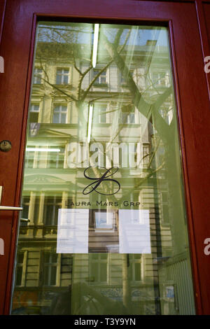 Reflections in a shop glass door, Kreuzberg, Berlin, Germany Stock ...