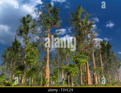 3D illustration trees of the mesozoic era isolated on white background ...