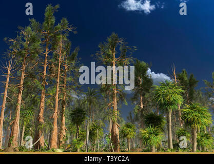 3D illustration trees of the mesozoic era isolated on white background ...