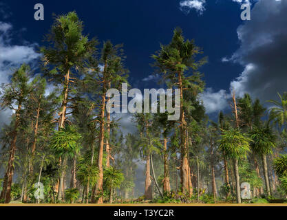 3D illustration trees of the mesozoic era isolated on white background ...