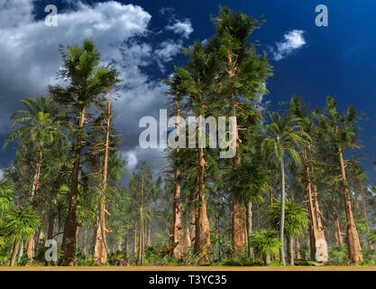 3D illustration trees of the mesozoic era isolated on white background ...