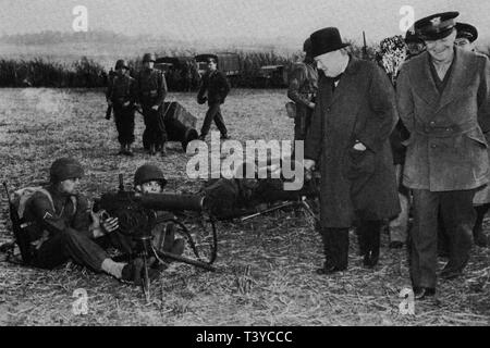 Winston Churchill and General Eisenhower inspect troops prior to the ...