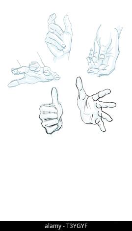 Hand drawn sketching of hand gestures illustration Stock Vector Image & Art - Alamy