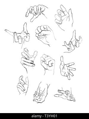 Hand drawn sketching of hand gestures illustration Stock Vector Image & Art - Alamy