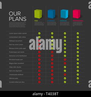 Products features list table template with products or services options ...