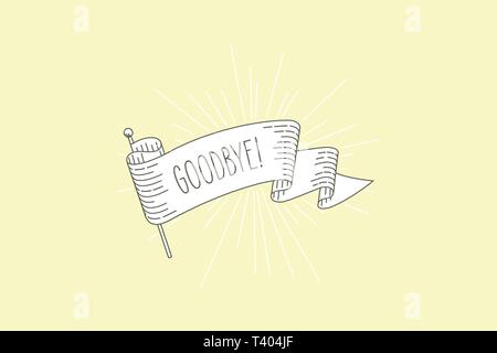 Farewell banner. Ribbon banner greeting card in vintage look with word ...