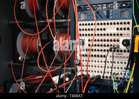 TV broadcast car. OB vans with cable Stock Photo - Alamy
