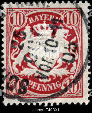 Postage stamp: Bayern (Bavaria), Coat of Arms, 1876, 10 Pfennig ...