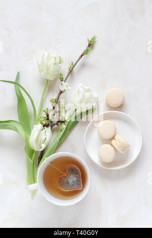 Heart shape flat-lay style. Heart shape tag on modern composition ...