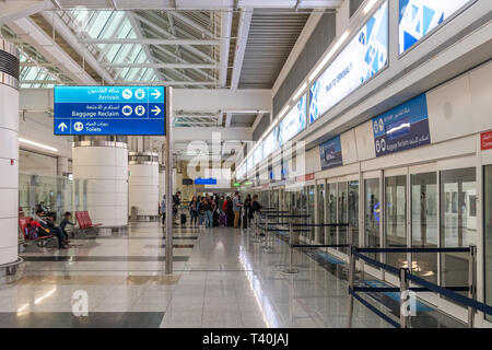 Dubai, UAE - March 27. 2019. the DXB airport arrival terminal Stock ...