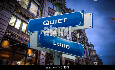 Street Sign to Quiet versus Loud Stock Photo - Alamy
