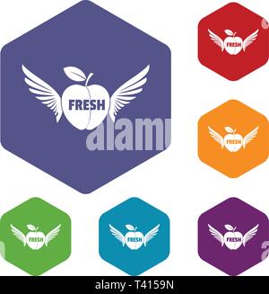 Wing apple icons set 9 vector Stock Vector Image & Art - Alamy