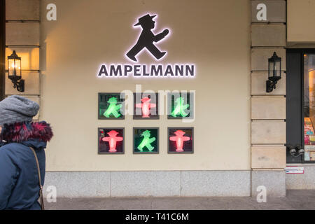 famous Ampelmännchen pedestrian crossing symbols on traffic light in ...