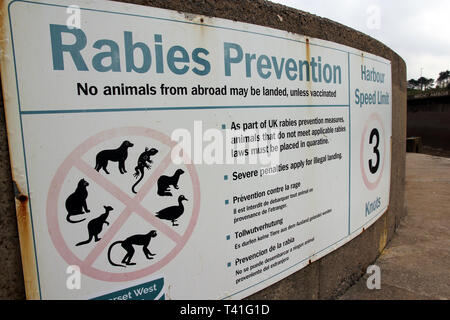 rabies prevention warning information sign in the port of belfast ...
