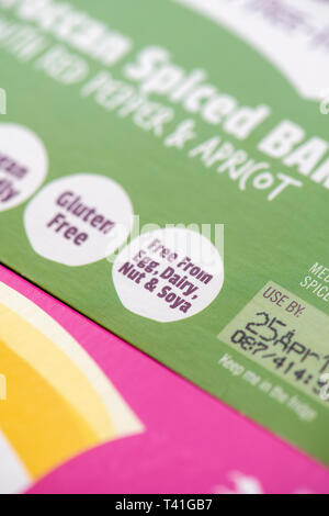 Gosh vegan products with vegan labels. UK Stock Photo - Alamy