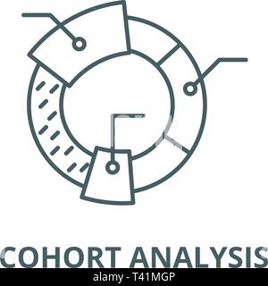 Cohort analysis line icon concept. Cohort analysis flat vector symbol ...