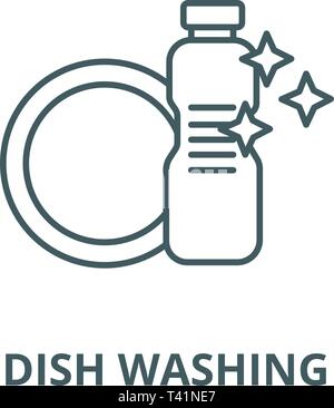 Sponge and dishwashing liquid icon, outline style Stock Vector Image ...