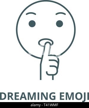 Dreaming emoji line icon concept. Dreaming emoji flat vector symbol ...