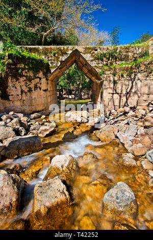 The ancient corbel arch bridge (probably hellenistic - 3rd century BC ...