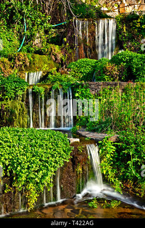 Small waterfalls at Argyroupolis springs, Rethimno, Crete, Greece Stock ...