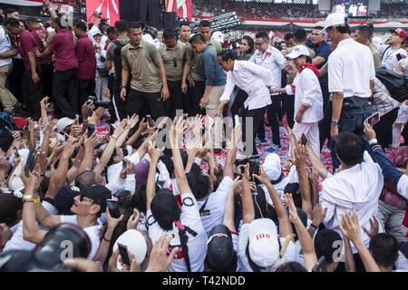 Joko Widodo seen applauding supporters during the rally. Campaign rally ...