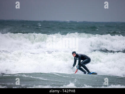 Garrettstown, Co. Cork. Ireland. 13th April, 2019. A man learning to ...