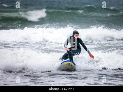 Garrettstown, Co. Cork. Ireland. 13th April, 2019. A man learning to ...