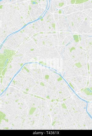 Vector detailed map Paris detailed plan of the city, rivers and streets ...