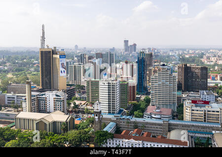 Aerial view of Nairobi CBD buildings looking west, Kenya Stock Photo ...