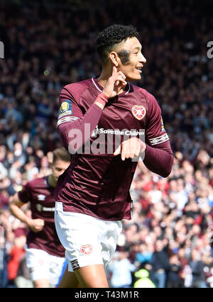 Hearts Sean Clare celebrates scoring his side's third goal of the game ...