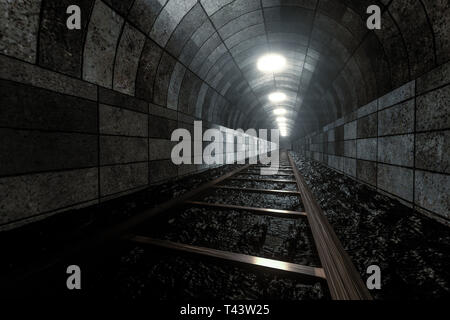 The rail in the cave, Perspective background, A passage of mystery ...