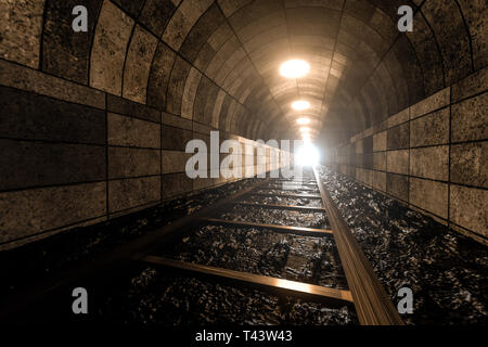 The rail in the cave, Perspective background, A passage of mystery ...