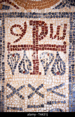 Roman mosaic depicting the Chi-Rho symbol with alpha and omega. Found ...