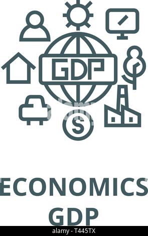 Economics,gdp line icon concept. Economics,gdp flat vector symbol, sign ...