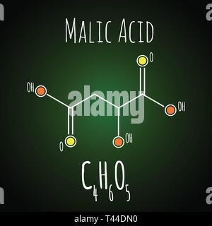 Malic acid C4H6O5 molecule, is dicarboxylic acid. Structural chemical ...