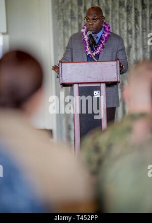 US Navy (USN) Chaplain, Lieutenant (LT) Darrell Wesley, blesses the ...