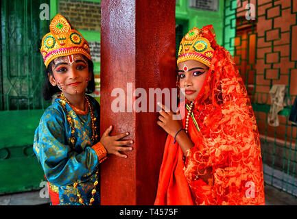 Children are seen dressed up as different Hindu Godess as per the ...