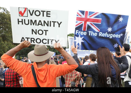 Sydney, Australia. 14th April 2019. Protesters marched from Belmore ...