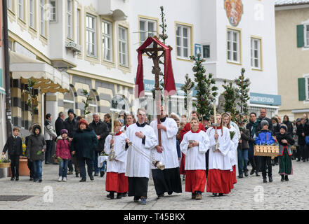 Bad Tölz, Germany. 14th Apr 2019. During the Palm Procession on Palm ...