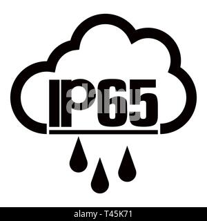 IP65 protection certificate standard icon. Water and dust or solids ...