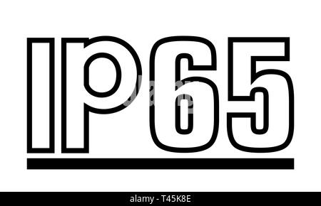 IP65 protection certificate standard icon. Water and dust or solids ...