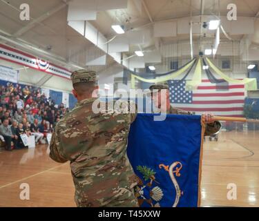 Lt. Col. Timothy Jaeger and Command Sgt. Maj. Ruben Davila IV, uncase ...