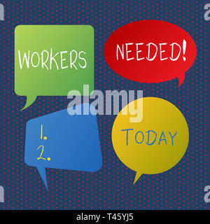 Handwriting text writing Workers Needed. Conceptual photo Someone who ...