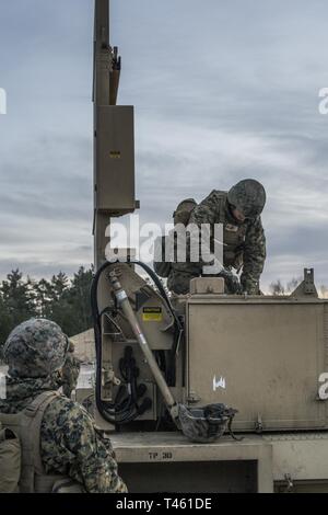 U.S. Marine Corps radar operators with Headquarters Battery, 14th ...
