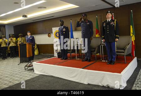 Rwanda Air Force Air Chief, Maj. Gen. Charles Karamba gives remarks ...