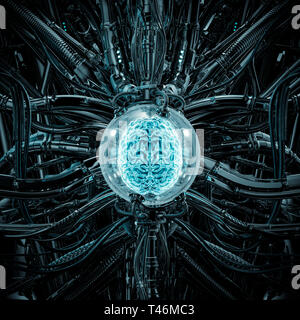 The human pod / 3D illustration of science fiction scene showing human ...