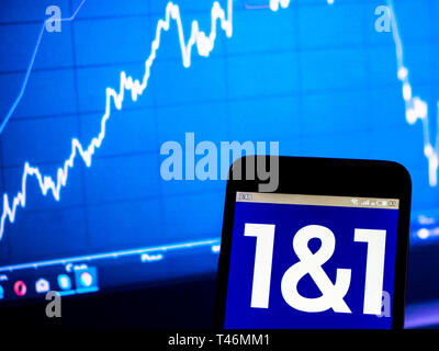 In this photo illustration a 1 & 1 Ionos logo seen displayed on a smart ...