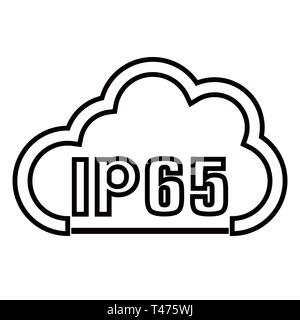 IP65 protection certificate standard icon. Water and dust or solids ...